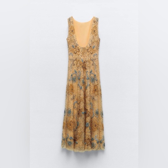 Zara | Dresses | Nwt Zara Embroidered Beaded Knit Dress | Poshmark